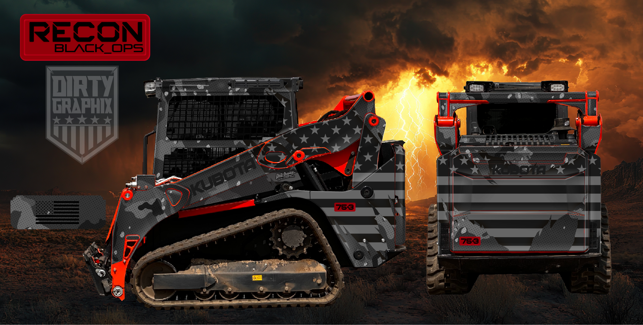 RECON "BLACK_OPS" - Kubota Special Edition Wrap Kits – Dirty Graphix